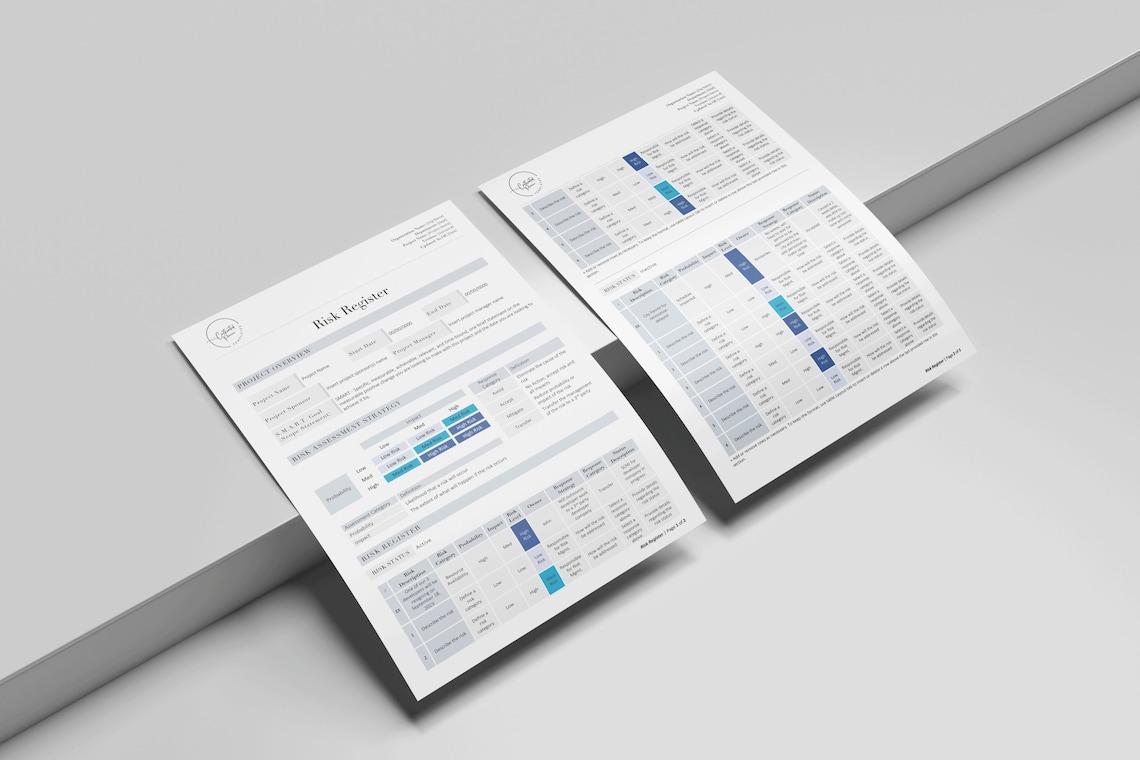 Risk Register Template Risk Log Project Management Risk Assessment Risk ...