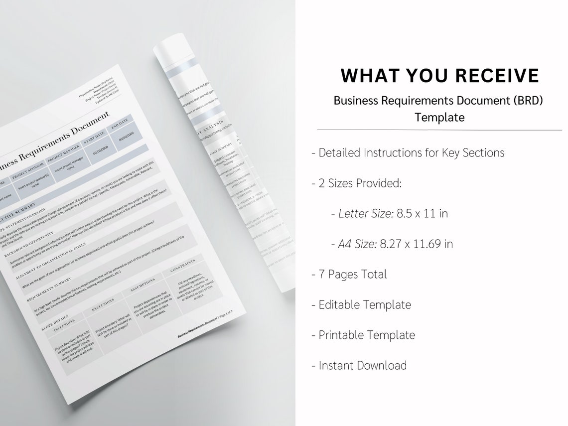 BRD, Business Requirements Document, Project Management Template ...