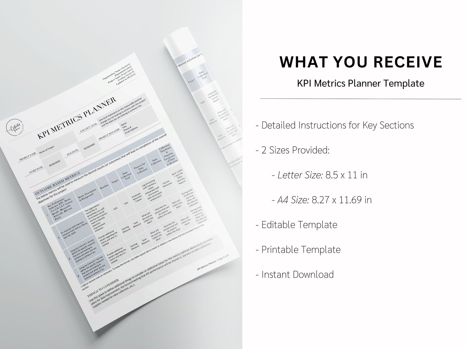 KPI Planner Template | Metrics Planner Template | Project Management ...