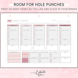 Pink Aesthetic Weekly Planner, Minimalist Weekly Schedule, Week at a ...