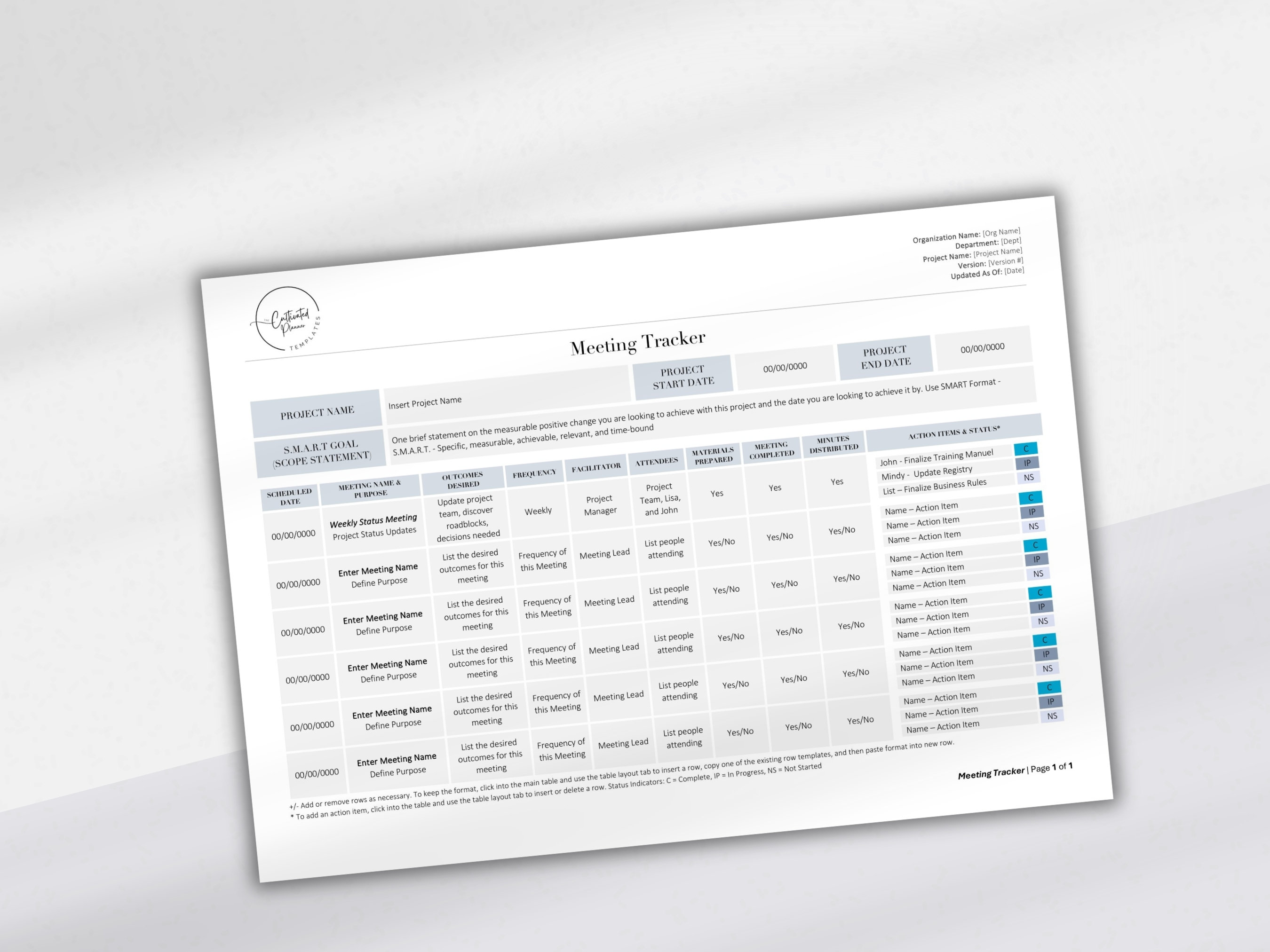 Meeting Tracker | Meeting Log | Meeting Minutes Template | Action Items ...