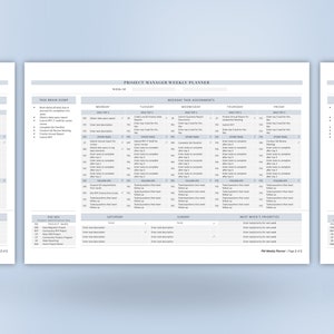 Weekly Project Manager Planner, Weekly Planner, Project Management ...