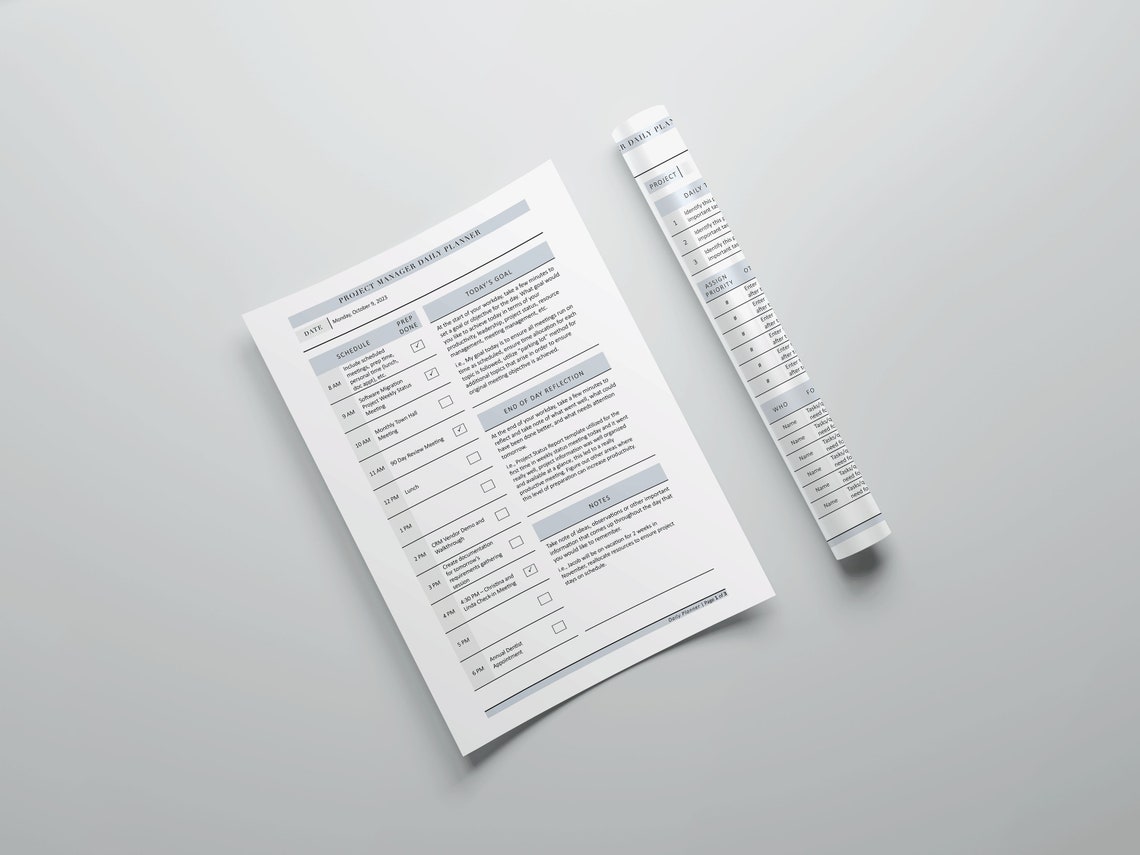 Daily Project Manager Planner, Daily Planner, Project Management ...