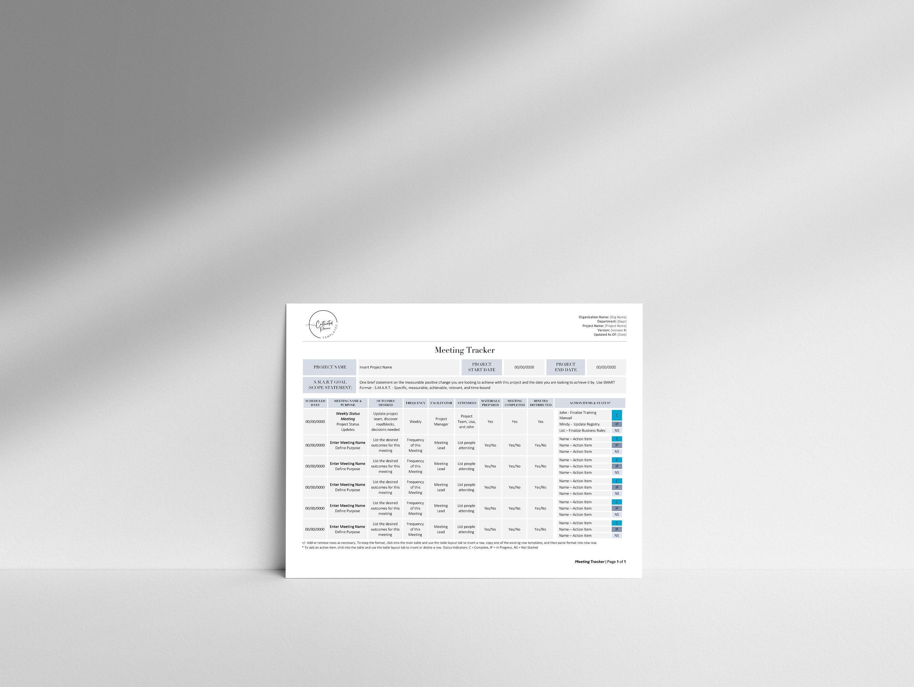 Meeting Tracker | Meeting Log | Meeting Minutes Template | Action Items ...