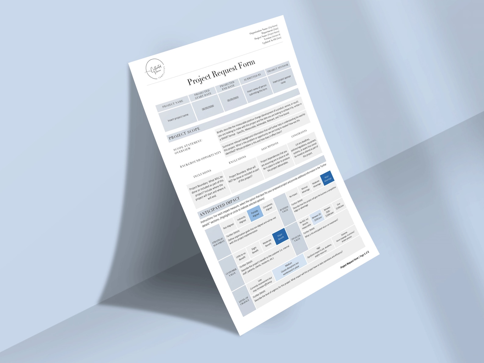 Project Request Form Template | Project Management | Simple Proposal ...