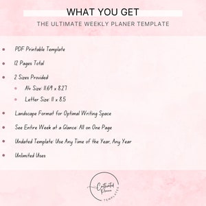 Pink Aesthetic Weekly Planner, Minimalist Weekly Schedule, Week at a ...