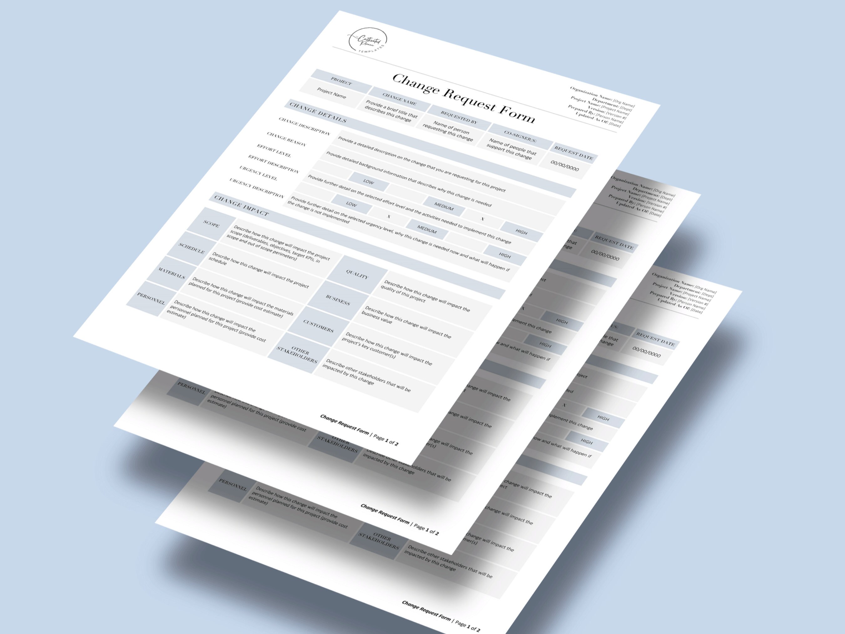 Change Request Form Template, Project Change Form, Project Management ...
