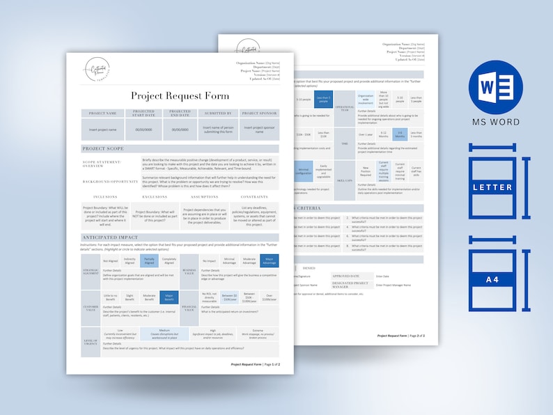 Project Request Form Template | Project Management | Simple Proposal ...