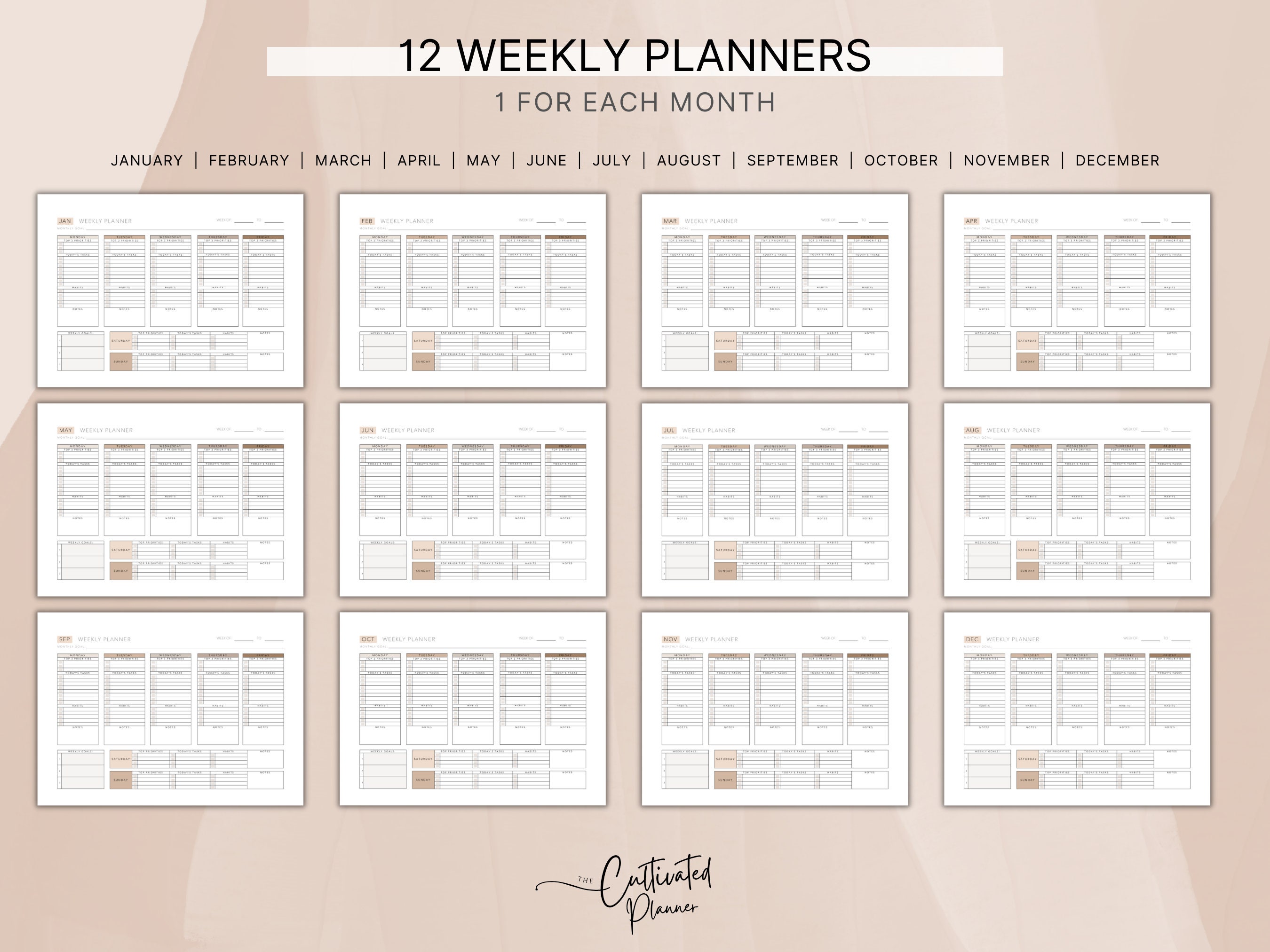 Neutral Aesthetic Weekly Planner, Minimalist Weekly Schedule, Week at a ...