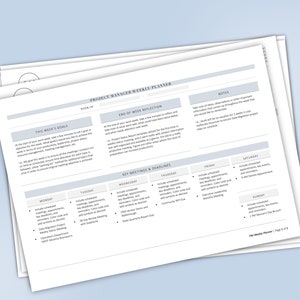 Weekly Project Manager Planner, Weekly Planner, Project Management ...