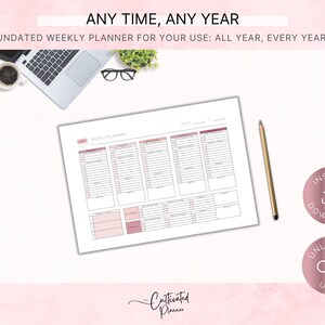 Pink Aesthetic Weekly Planner, Minimalist Weekly Schedule, Week at a ...