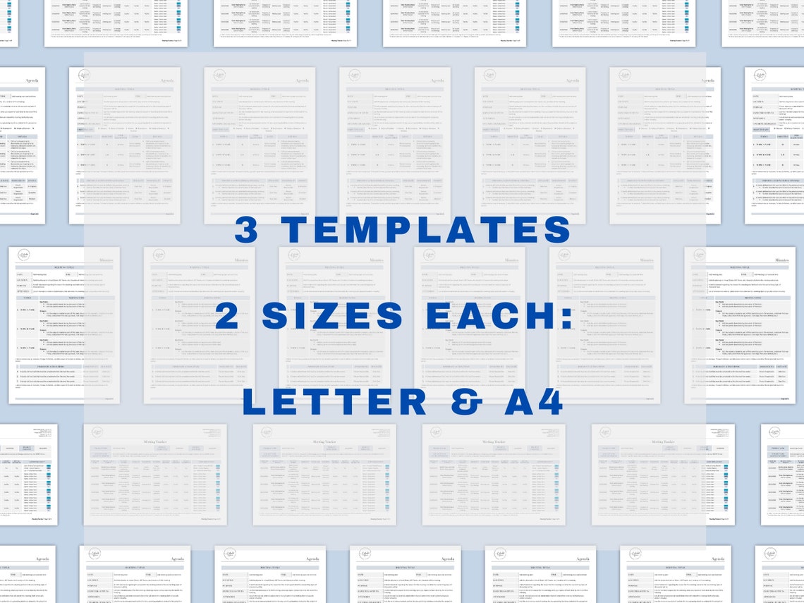 BUNDLE, Meeting Minutes Template, Meeting Agenda Printable, Meeting ...