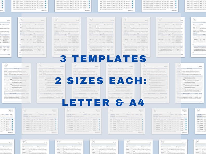 BUNDLE, Meeting Minutes Template, Meeting Agenda Printable, Meeting ...