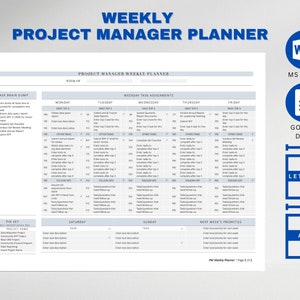 Weekly Project Manager Planner, Weekly Planner, Project Management ...