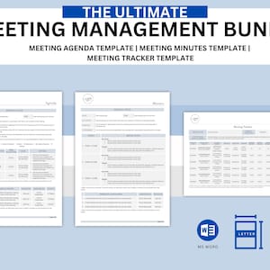 BUNDLE, Meeting Minutes Template, Meeting Agenda Printable, Meeting ...