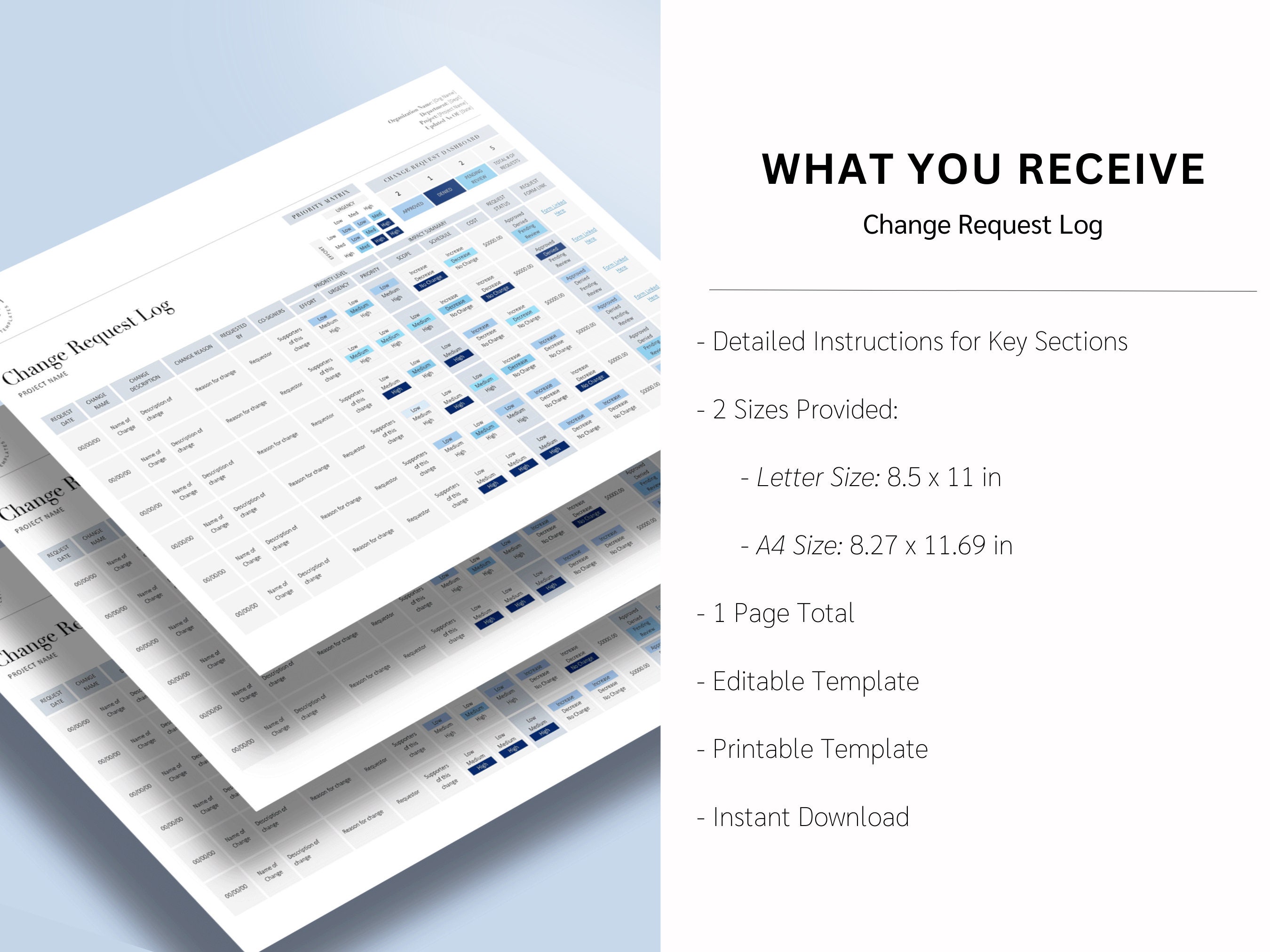 Change Request Log Template, Project Change Tracker, Project Management ...
