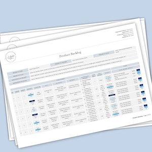 Product Backlog Template, Agile Project Template, User Story Template ...