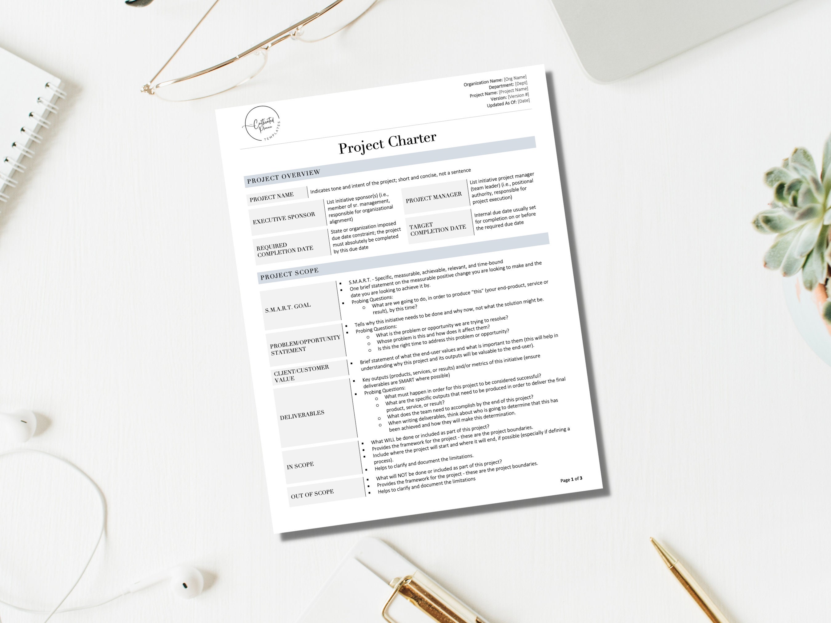Project Charter Template How to Write a Project Charter - Etsy UK
