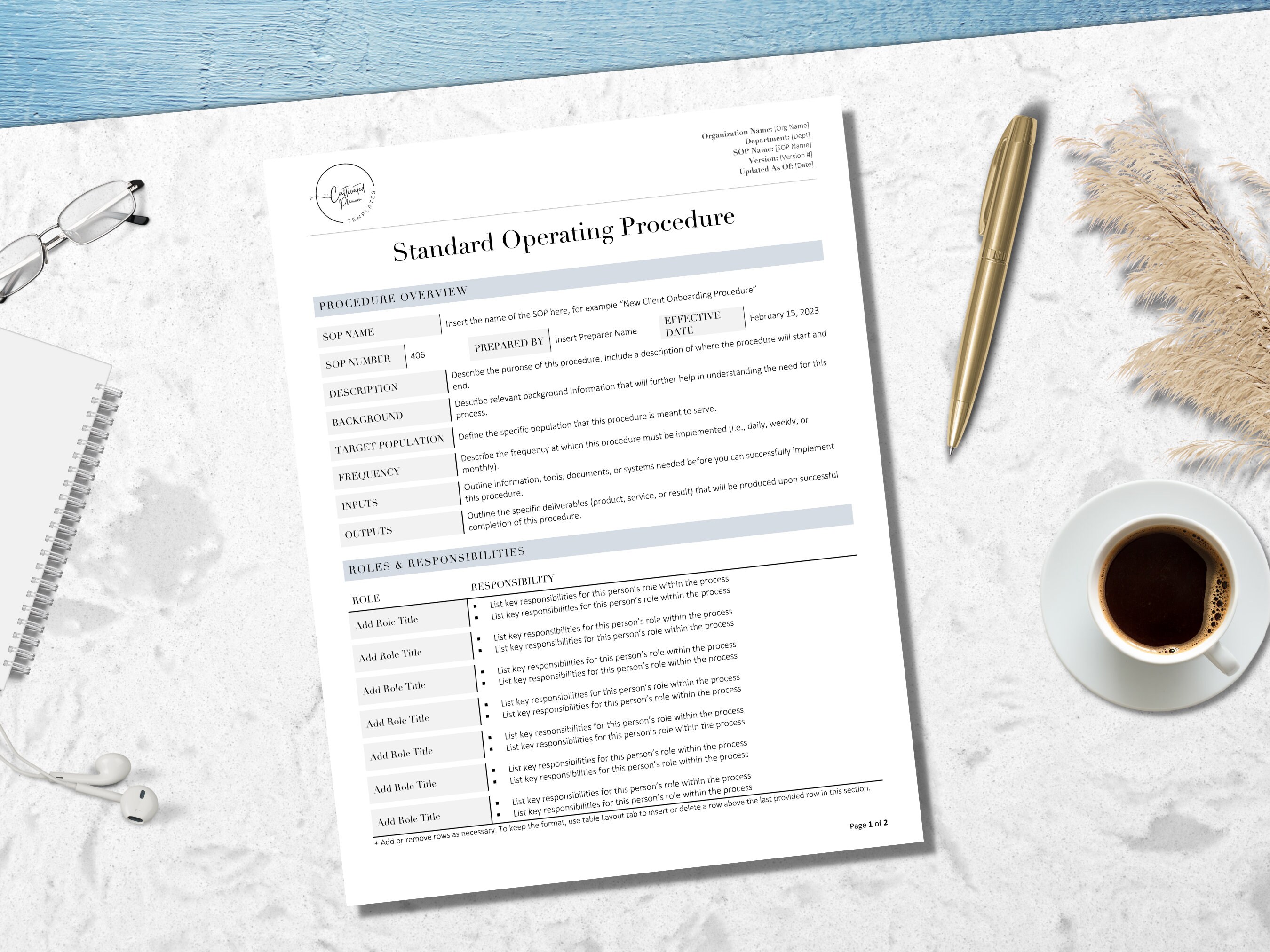 Standard Operating Procedure Template | SOP Template | MS Word ...