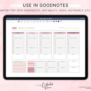 Pink Aesthetic Weekly Planner, Minimalist Weekly Schedule, Week at a ...