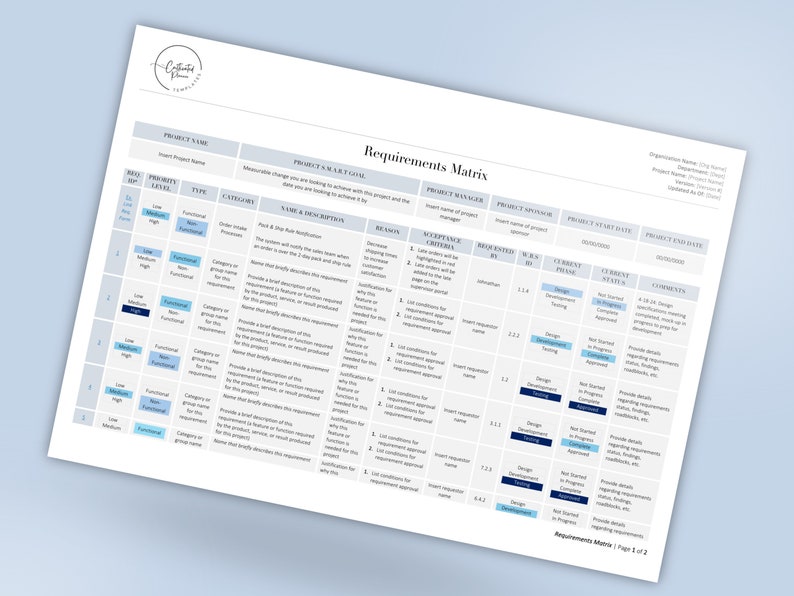 Requirements Matrix Template, Requirements Traceability Matrix Template ...