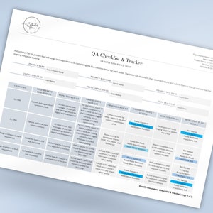 Quality Assurance Tracker, Quality Assurance Checklist, QA Tracker ...