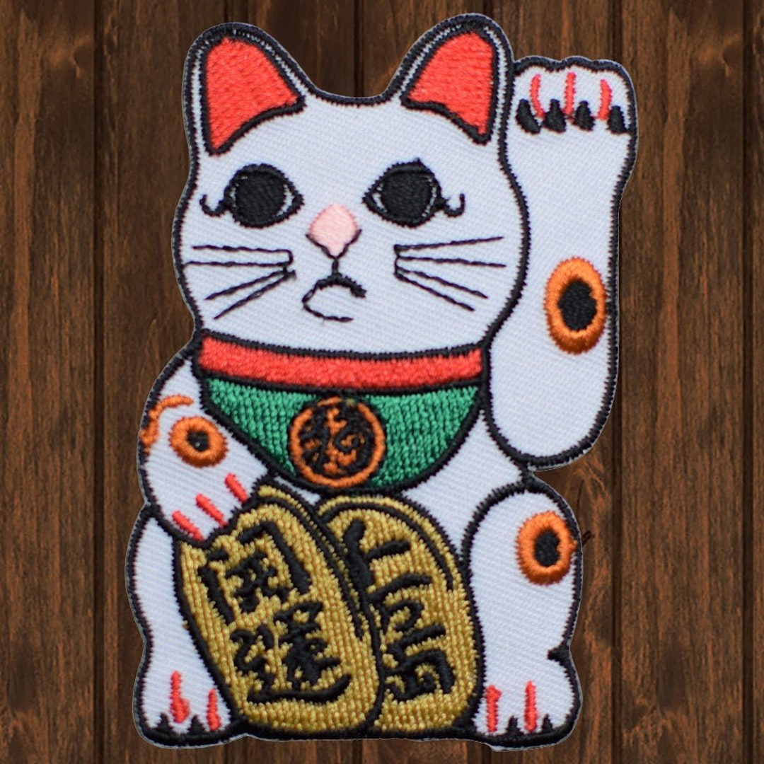 Lucky Cat Maneki Neko Embroidered Patch Iron On - Etsy