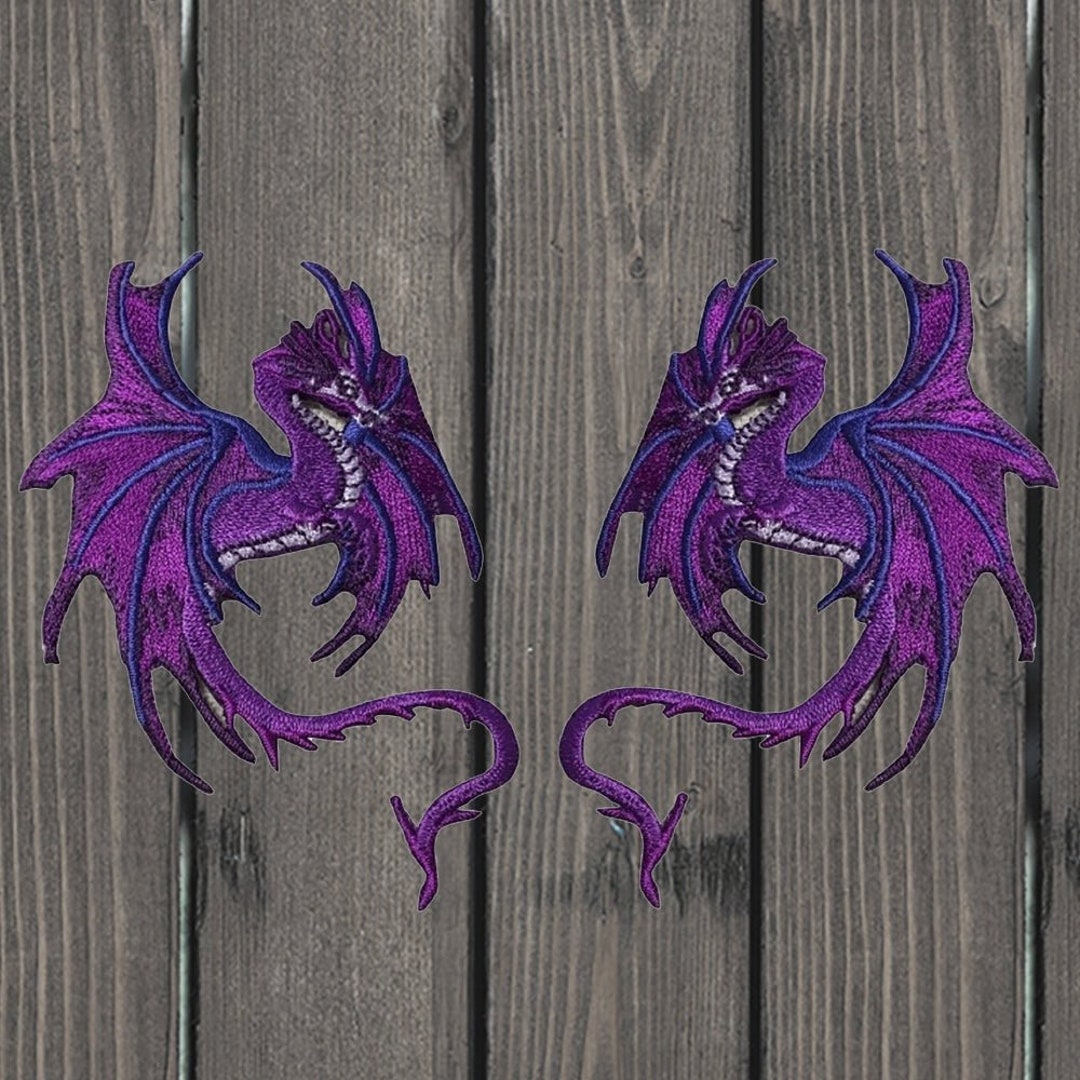 Purple Dragon Embroidered Patch — 2-pack — Iron On - Etsy