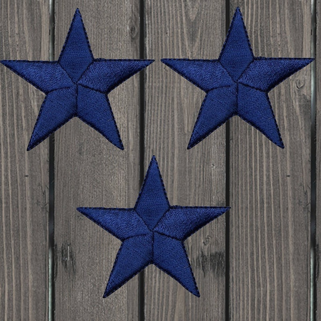 Navy Blue Star Embroidered Patch 3-pack, 2.25" Martial Arts Achievement ...