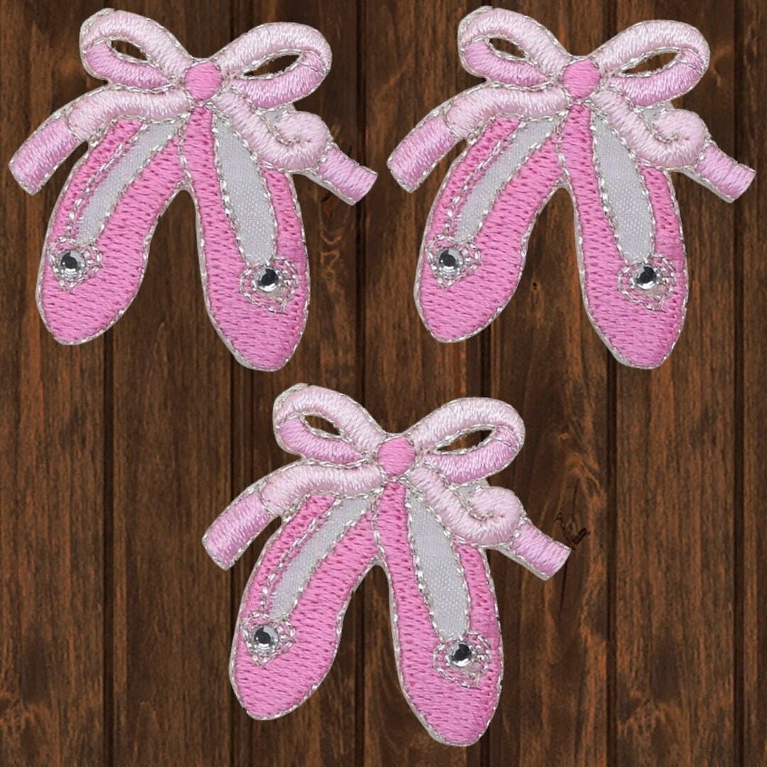 Ballet Dance Slippers Embroidered Patch 1-5/8” Iron On, Ballerina Shoes ...