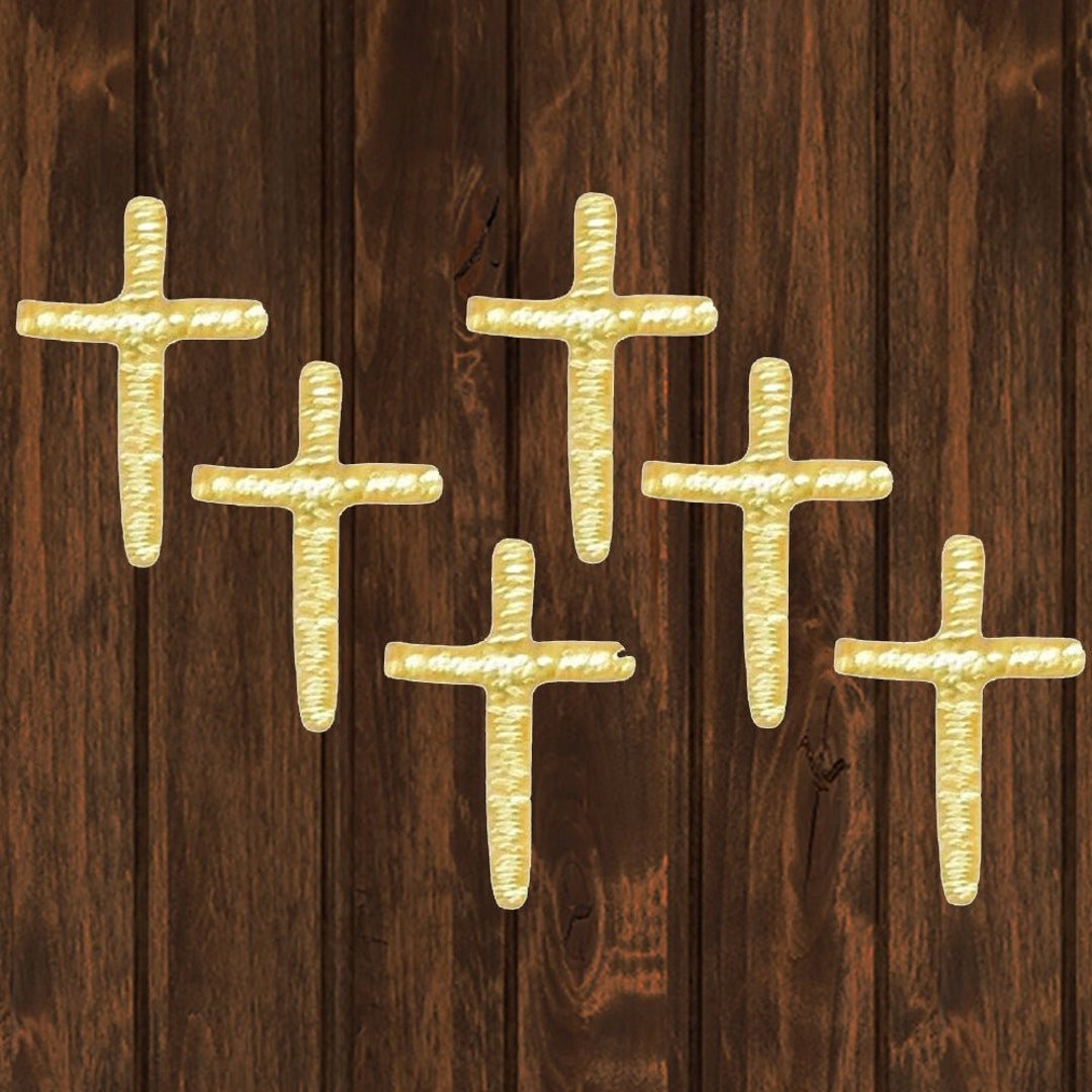 Mini Gold Cross Embroidered Patch 6-pack, 1/2" Iron on Christian ...