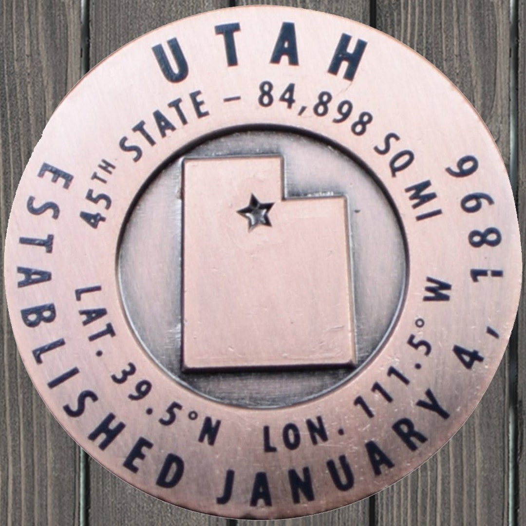 Utah Geo-marker Enamel Pin, 45th State Hiking Benchmark Medallion ...