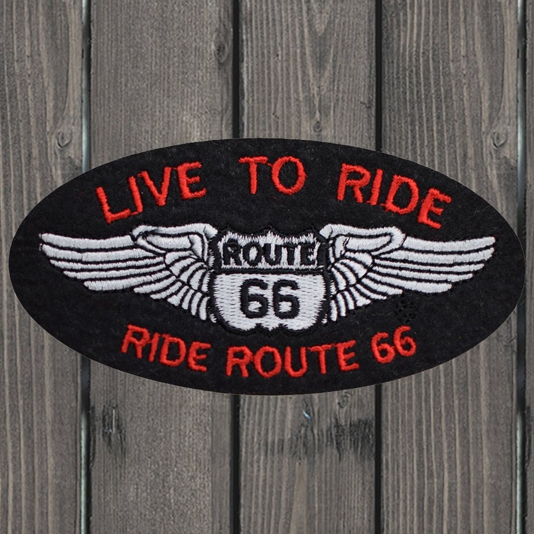 Route 66 Patch, Live to Ride Iron On, Motorcycle Biker Badge, Highway ...