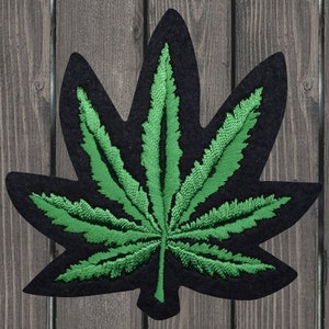 Weed Leaf Iron on Patch, Cannabis Marijuana Ganja Embroidered Applique ...