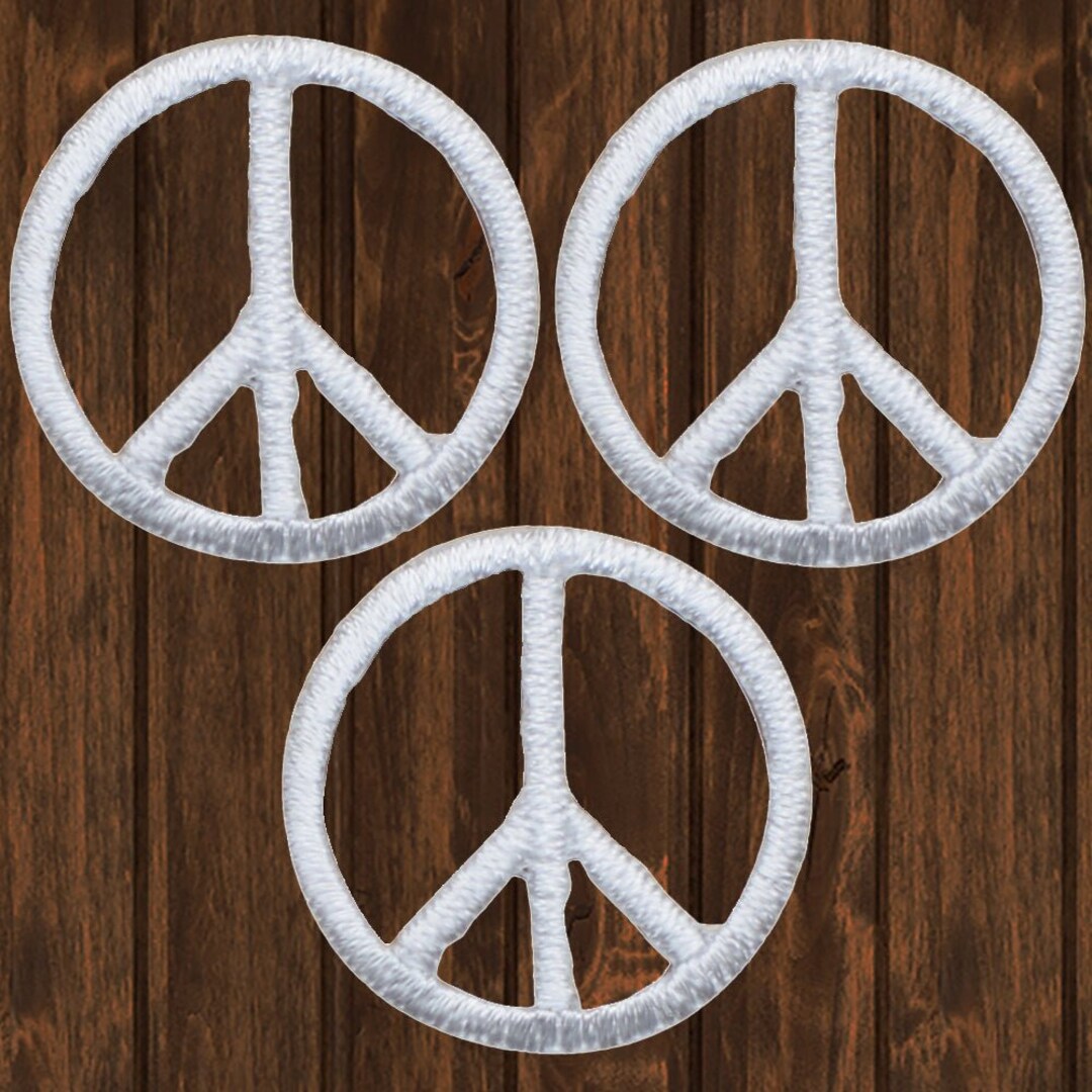 Mini Peace Sign Embroidered Patch 1" 3-pack Iron On, White Applique ...