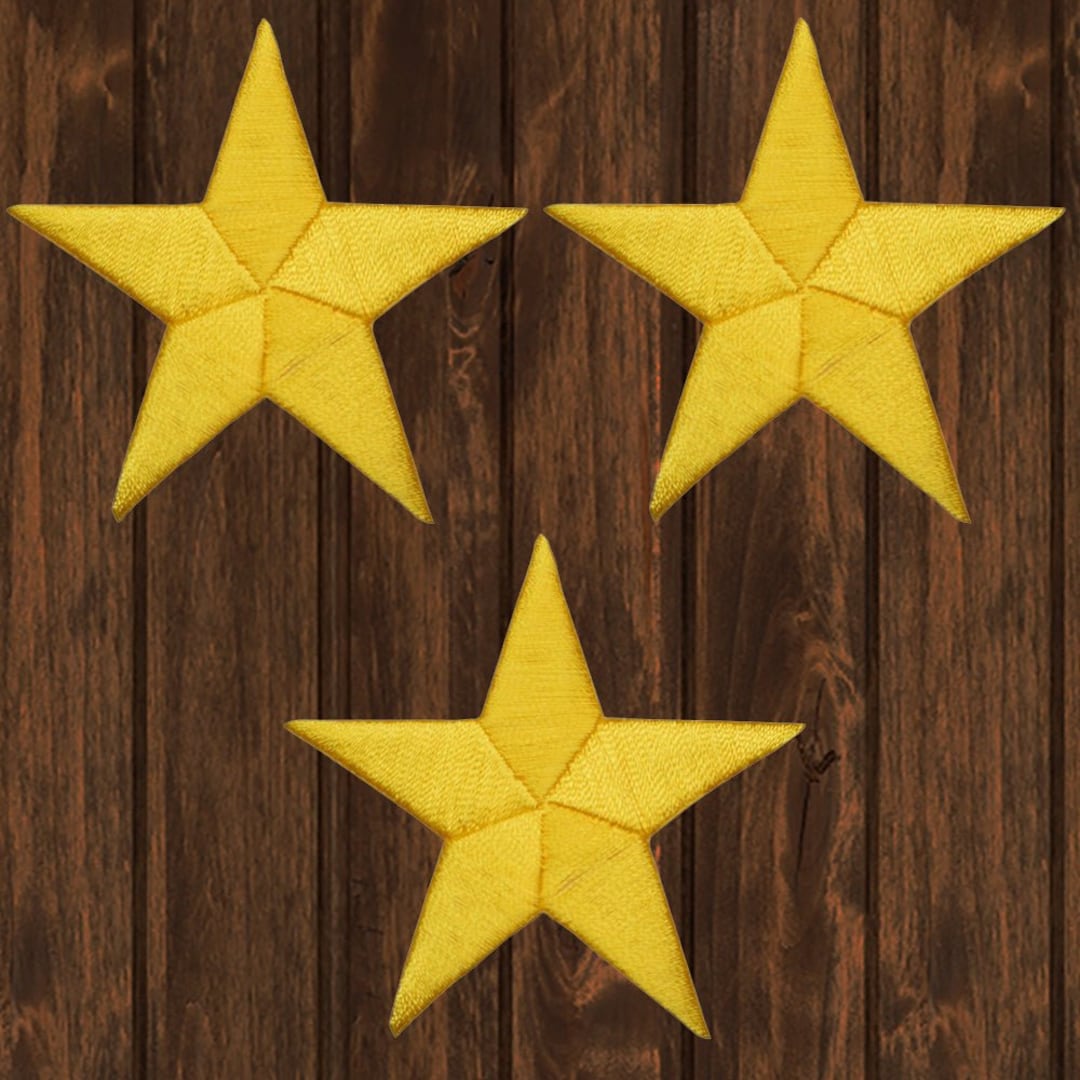 Yellow Star Iron on Patch 3 Pack, 2.25" Embroidered Applique for ...