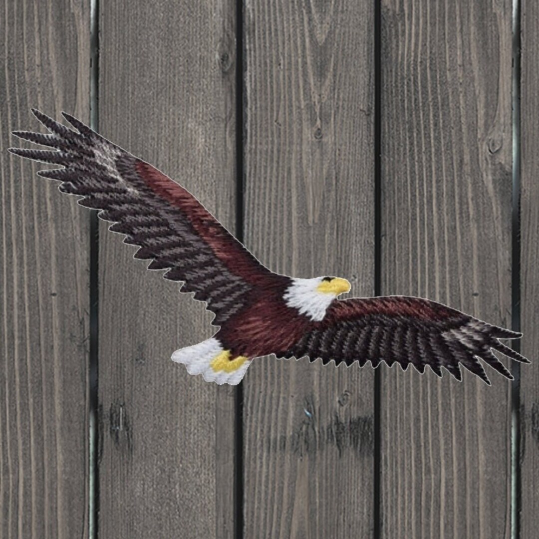 Bald Eagle Iron on Patch 4.5", Soaring Bird Animal Applique for Jackets, Bags, Collectible ...