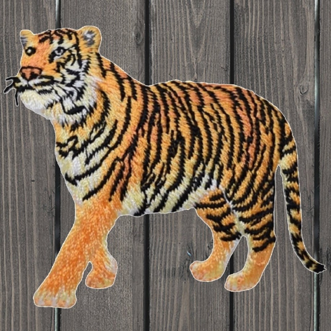 Tiger Embroidered Patch, Iron on Big Cat Badge, Feline Kitty Applique ...