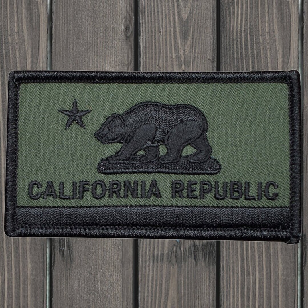 California Iron on Patch, Grizzly Bear & Republic Flag Embroidered ...