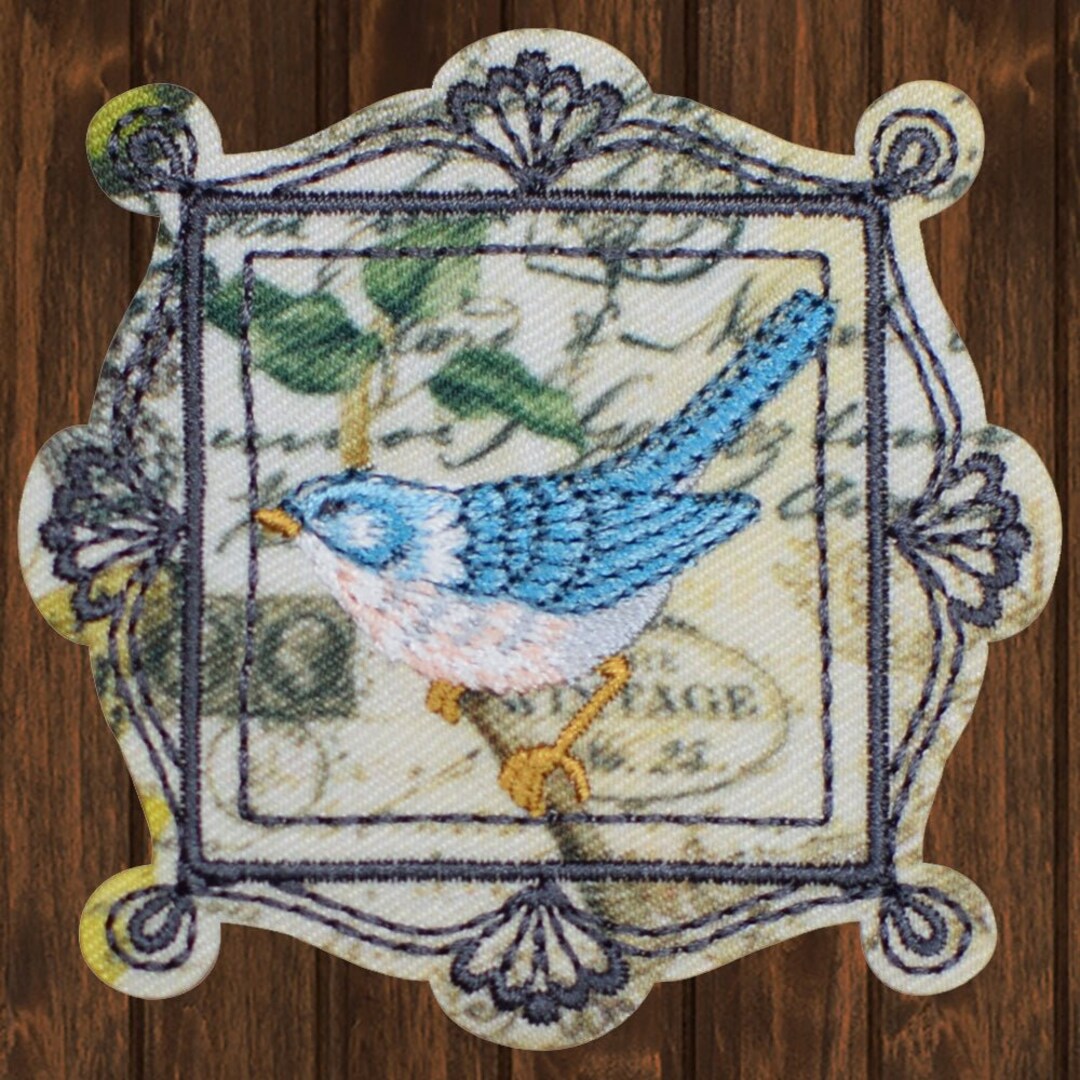 Blue Bird Embroidered Patch, 2.25" Iron on Applique Nature Badge With ...