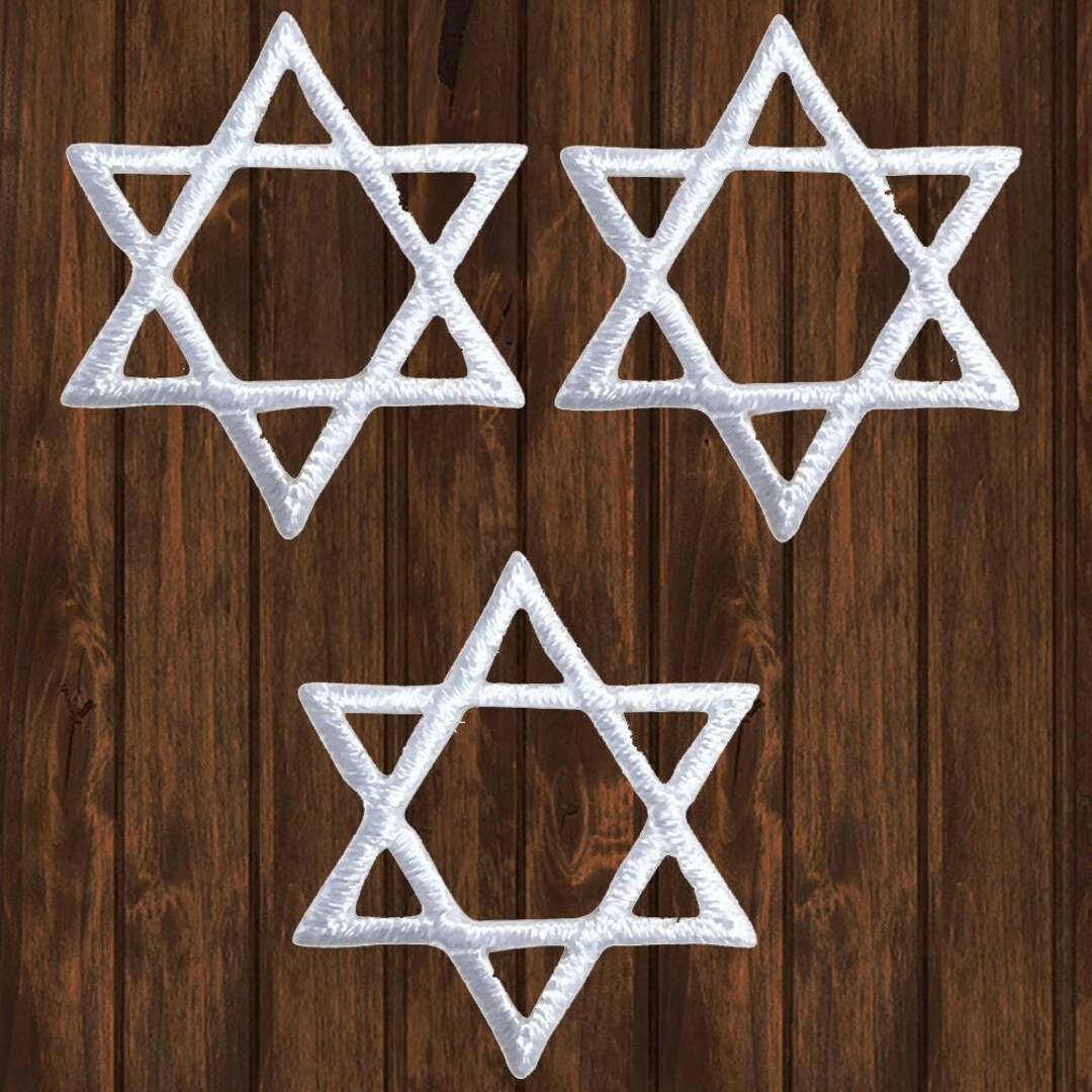 White Star of David Patch, 3-pack Iron On, Jewish Embroidered Applique ...