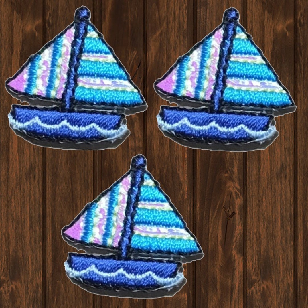Mini Sailboat Patch, 7/8" 3-pack Iron On, Nautical Applique, Sailing ...