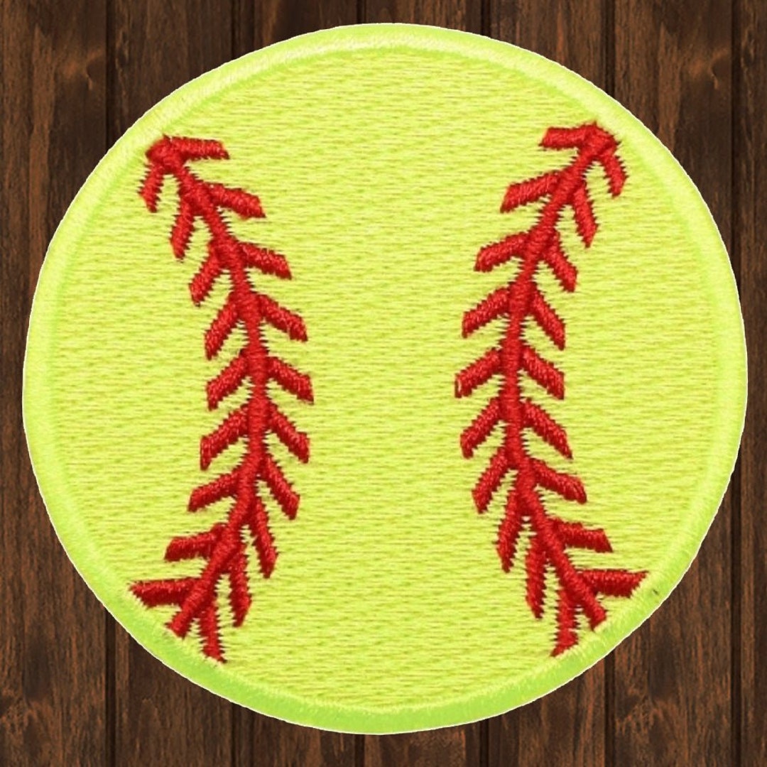 Softball Iron on Patch, Neon Yellow Sports Embroidered Applique Badge ...