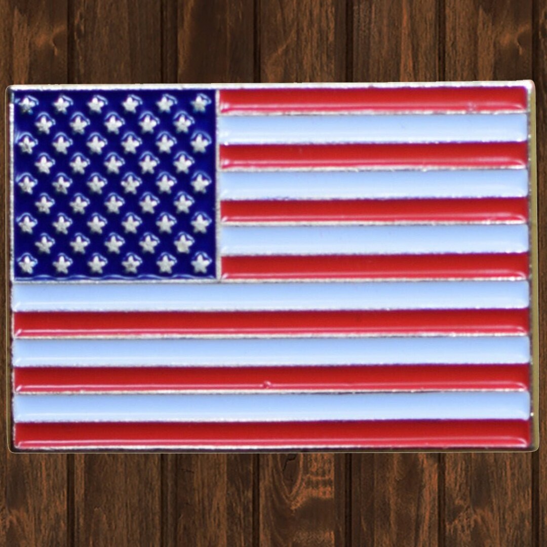 American Flag Enamel Pin, USA Red White and Blue Metal Badge, Patriotic ...