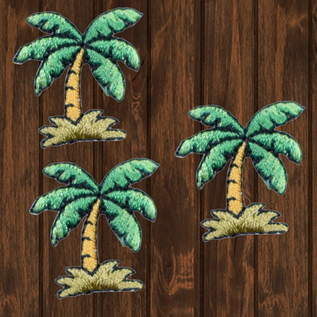 Mini Palm Tree Embroidered Patch, Iron on Tropical Beach Badge 7/8” (3 ...