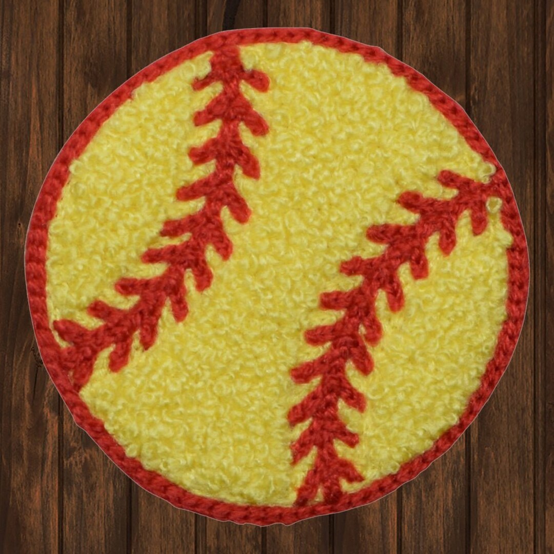 Chenille Softball Iron on Patch, 3" Embroidered Sports Ball Applique ...