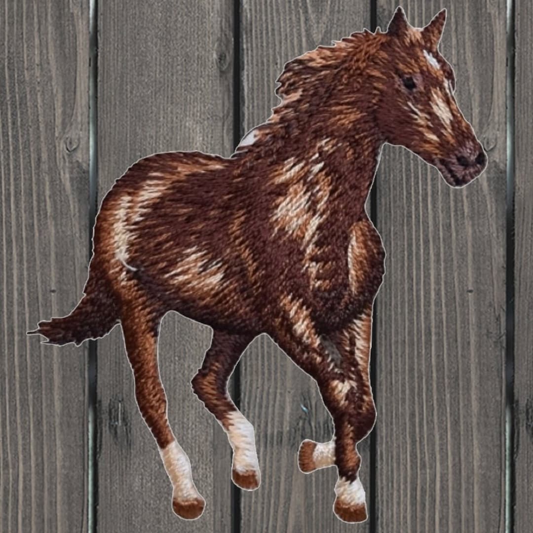 Horse Embroidered Patch, 2.75" Iron On, Galloping Horse Badge, Cowboy ...