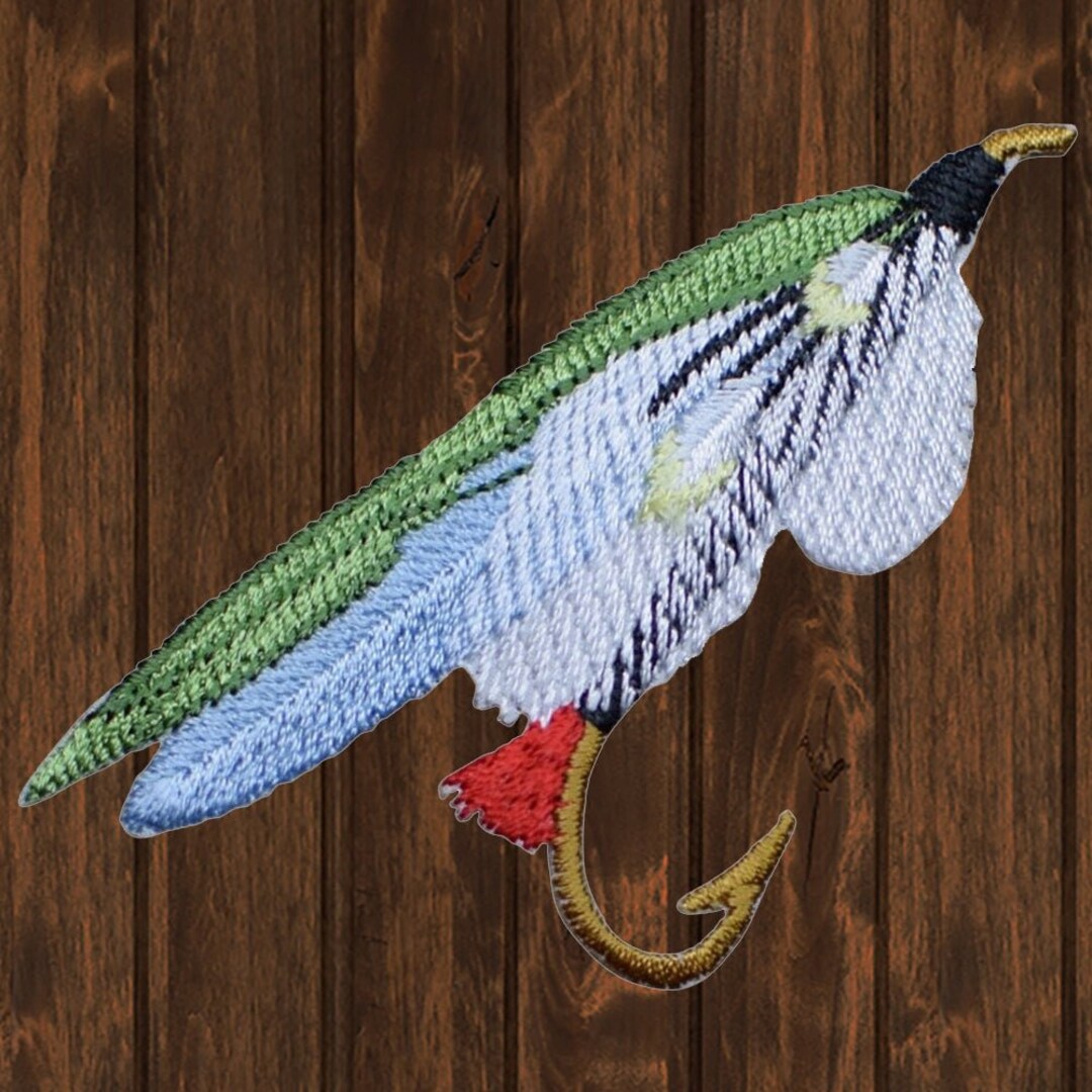 Fly Fishing Embroidered Patch, 3.25" Iron on Lure Applique, Angler Vest ...