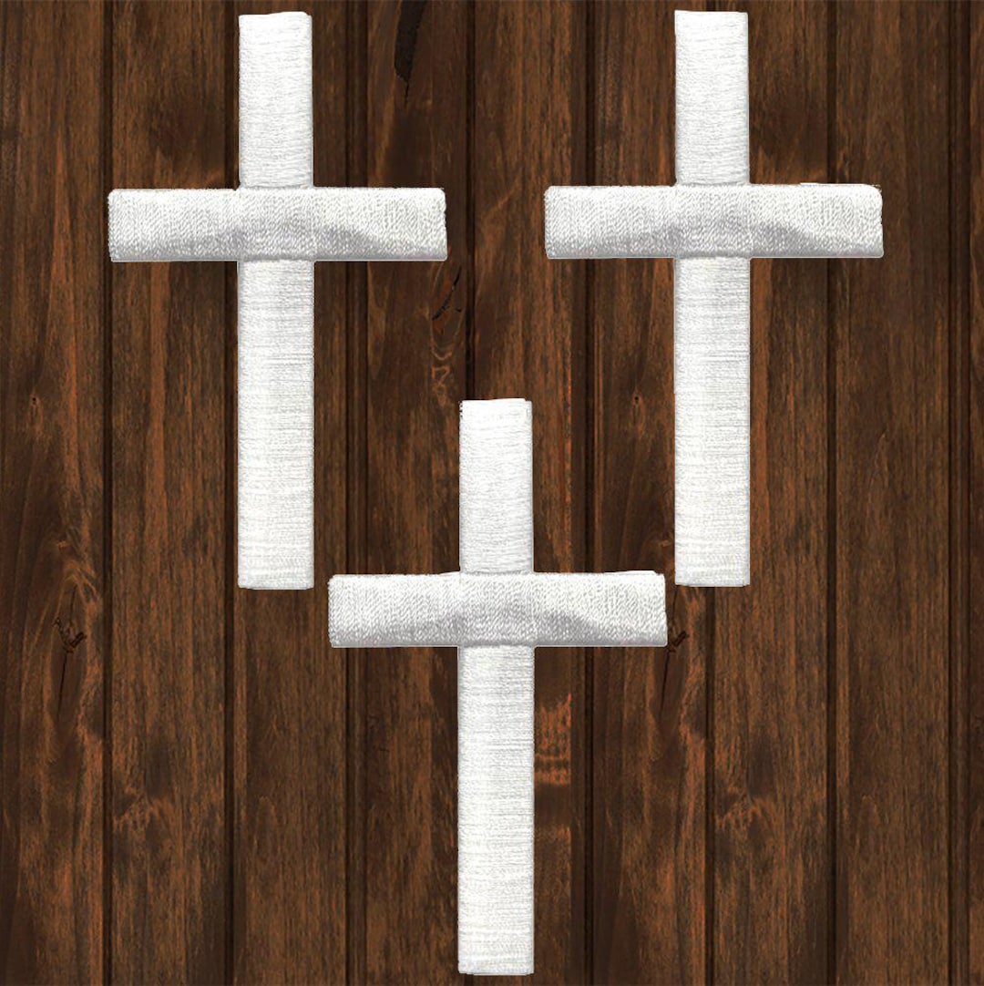 Large White Cross Embroidered Patch | 3-pack Iron-on Christian ...