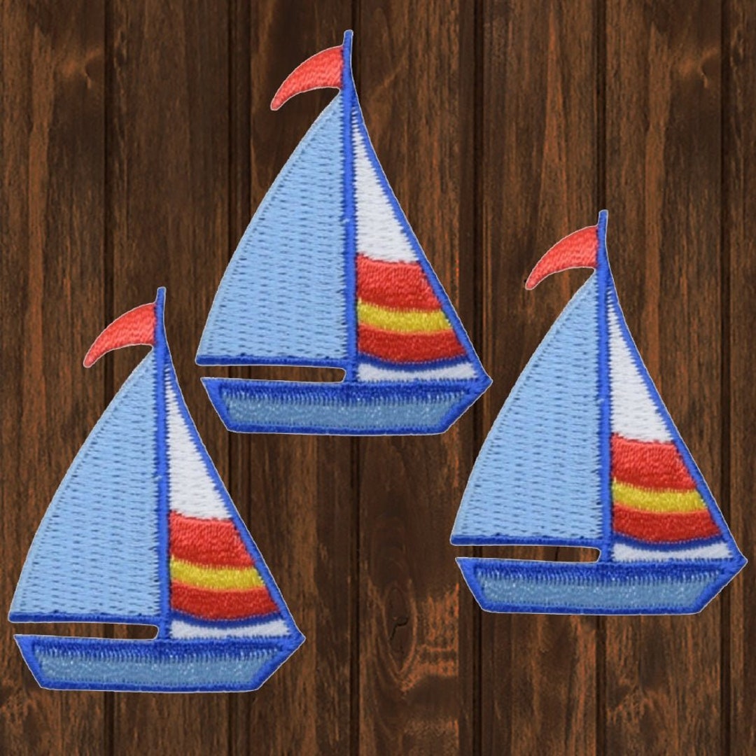 Sailboat Embroidered Patch — 3-pack — Iron On - Etsy